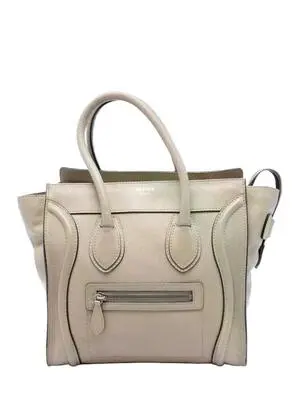 Celine 2011 Micro Leather Luggage Tote Bag - Neutrals