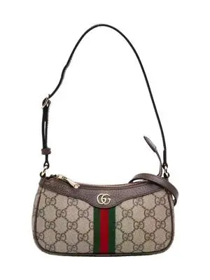 Gucci 2016-2026 Mini Gg Supreme Web Ophidia Crossbody Bag - Neutrals