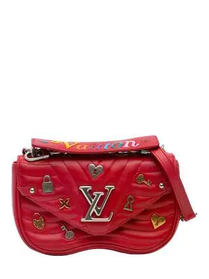 LOUIS VUITTON 2018 Limited Edition Calfskin Embellished New Wave Love Lock Chain Bag Pm Satchel - Red