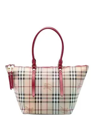 Burberry 2000-2017 Small Haymarket Check Coated Canvas Salisbury Tote Bag - Red