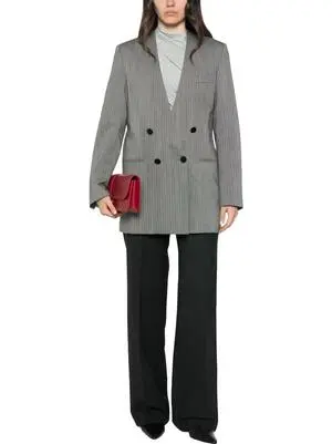 Alberta Ferretti Pinstriped Double-breasted Blazer - Grey