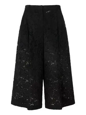 Valentino Garavani Floral-lace Wide-leg Trousers - Black