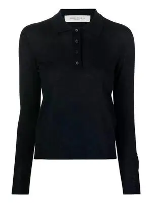 GOLDEN GOOSE Wool Polo Shirt - Blue