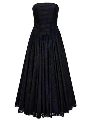 Another Tomorrow Gingham Check Strapless Gown - Black