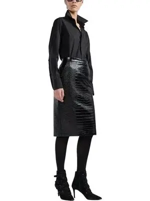 Barbara Bui Croc-embossed Pencil Skirt - Black