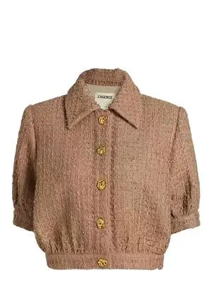 L'Agence Tweed Cropped Jacket - Brown