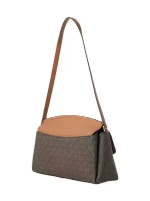 Michael Kors Monogram-print Logo-plaque Shoulder Bag - Brown