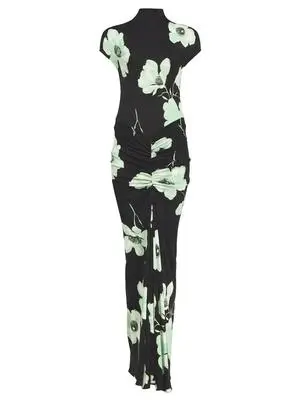 Alaïa Printed Long Dress - Black