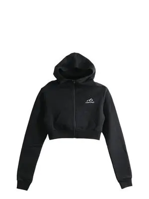 Balenciaga Cotton Cropped Sweatshirt - Black