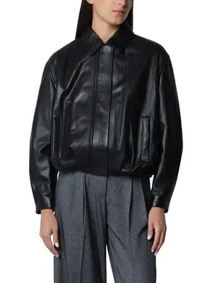 ARMA Melis Leather Bomber Jacket - Black