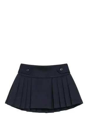 Polo Ralph Lauren Navy Pleated Skirt With Buttoned Waistband And Integrated Shorts - Blue
