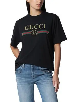 Gucci Cotton And Silk Jersey Logo-print T-shirt - Black