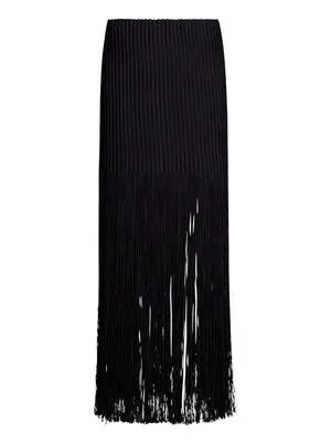 Alaïa Fringed Long Skirt - Black