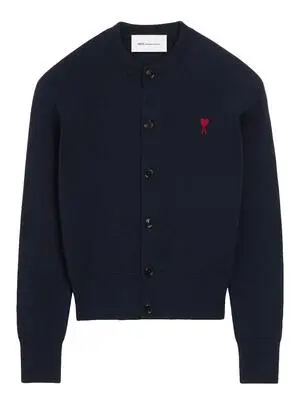 AMI Paris De Coeur Wool Cardigan - Blue