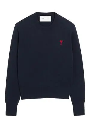 AMI Paris Ami De Coeur Wool Crewneck Sweater Blue