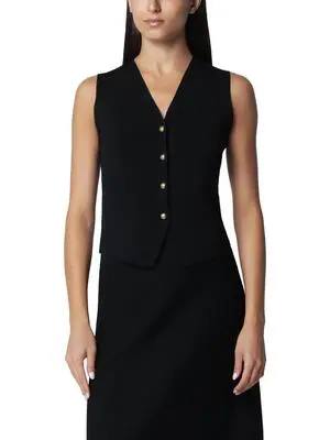 Max Mara Vest In Viscose Crepe Yarn - Black
