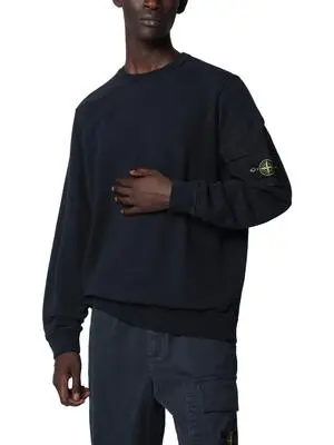 Stone Island Navy Cotton Crewneck Sweatshirt - Blue