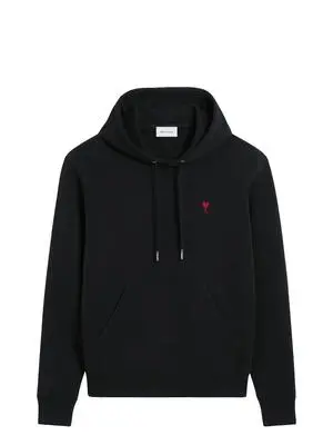 AMI Paris De Coeur Cotton Hoodie - Black