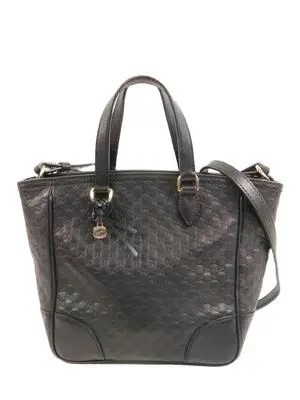 Gucci 2-way Leather Tote Bag With Microguccissima Pattern - Black