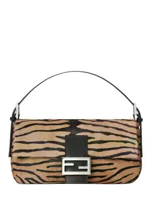Fendi Baguette Tiger-print Shoulder Bag - Neutrals