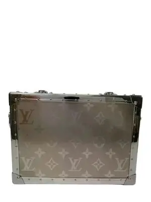 LOUIS VUITTON Monogram Titanium Clutch Box Shoulder Bag - Silver