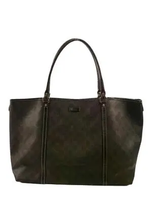 Gucci Gg Monogram Tote Bag With Leather Trim - Brown