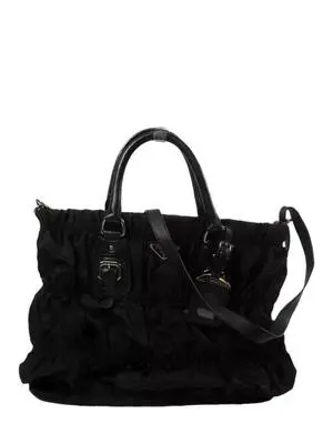 Prada 2008 Tessuto Gaufre Tote Bag - Black