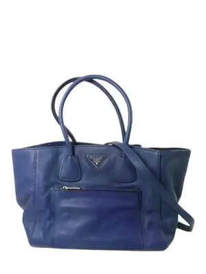 Prada Logo-detail Two-way Handbag - Blue