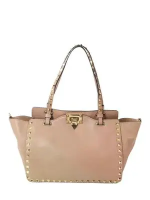 Valentino Garavani Rockstud Leather Tote Bag - Neutrals