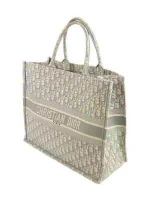 Dior Large Book Tote Oblique Motif Canvas Tote Bag - Grey