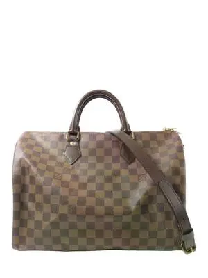 LOUIS VUITTON 35 Speedy Damier Ebene Canvas Tote Bag - Brown