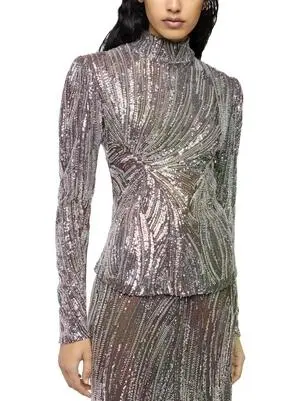 Rabanne Sequin-embellished Top - Silver
