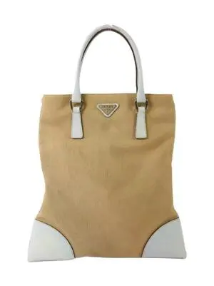Prada Canvas Triangle-logo Tote Bag - Neutrals