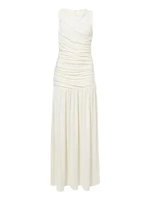 Dissh Lola Ruched Cotton-blend Maxi Dress - Bone