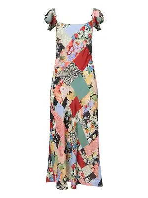 Rixo Adele Printed Silk Midi Dress - Olivia Patchwork Multi