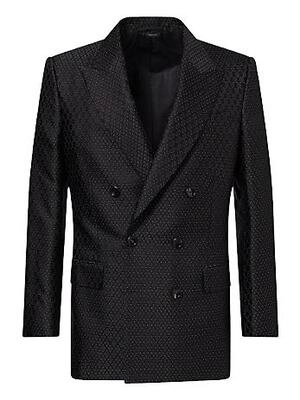 TOM FORD Dotted Lozenge Jacquard Silk-blend Jacket - Black