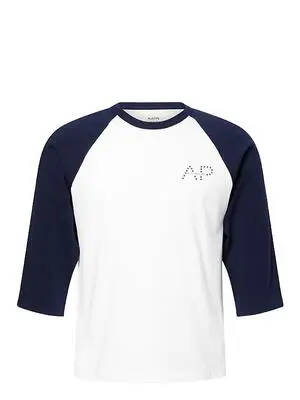AUSTIN POST Raglan Baseball Spirit Cotton T-shirt - Navy