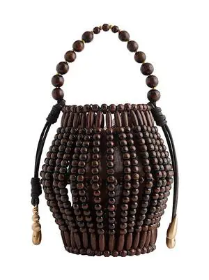 Cult Gaia Lanterna Wood Top-handle Bag - Walnut