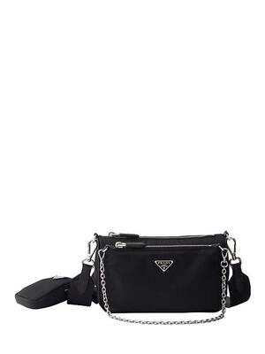 Prada Re-nylon And Saffiano Leather Mini Shoulder Bag - Black