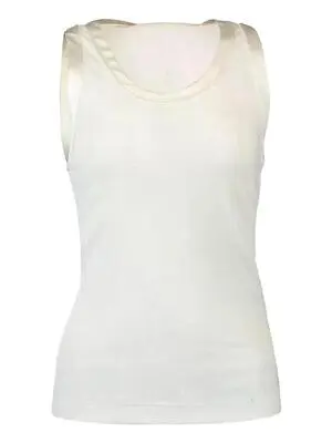 Brunello Cucinelli Ribbed-knit Silk-trim Tank Top - White