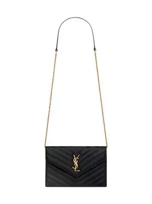 Saint Laurent Cassandre Quilted Chevron-pattern Clutch Bag - Black