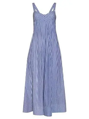 LA LIGNE Madeline Striped-pattern Midi Dress - Blue