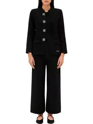 IZAAK AZANEI Embellished-button Long-sleeve Jacket - Black