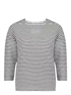 BETTY & CO Patterned Square Neck Long Sleeve Top - Black