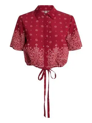 Devon Windsor Rosie Bandana Print Cropped Shirt - Red