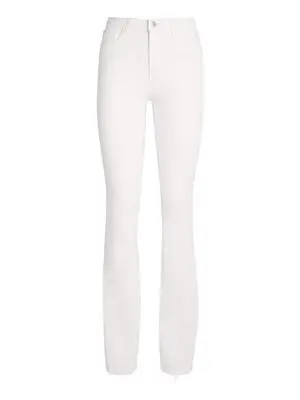 L'Agence Ruth High-rise Straight Leg Jeans With Frayed Hem - White