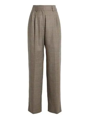 BLAZÉ MILANO Virgin Wool Check Fox Tailored Trousers - Beige