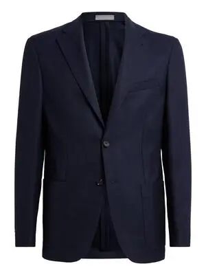Corneliani Virgin Wool-silk Unlined Whisper Blazer - Navy