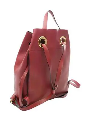 Burberry 2010s Drawstring Leather Backpack - Red