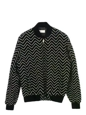 Saint Laurent 2010s Herringbone Bomber Jacket - Black